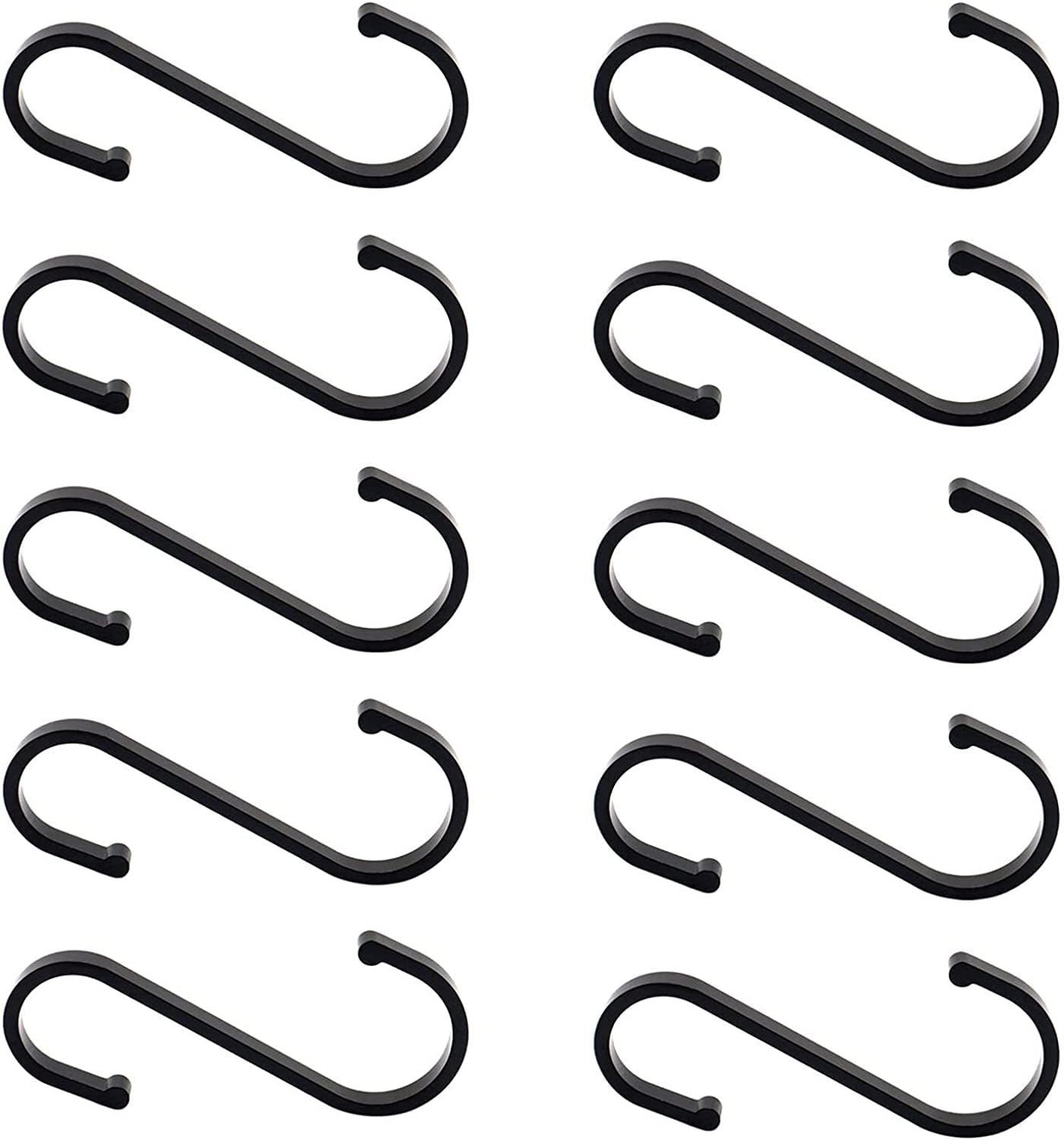 10 Pack Black S Hooks, S Shaped Hooks Aluminum Metal Hooks for Hanging ...