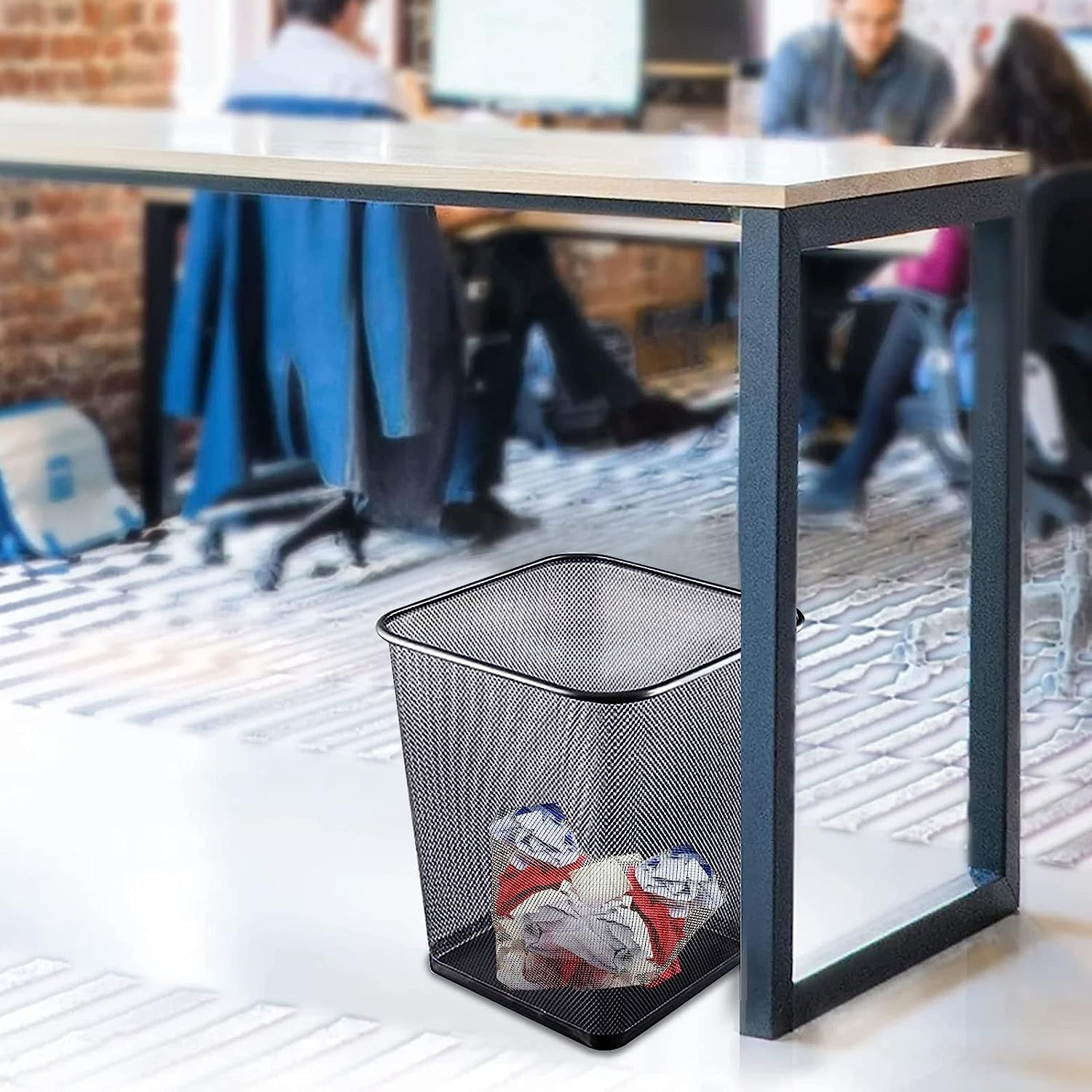 10-Pack Black Square Metal Trash Cans 6 Gallon,Mesh Office Trash Cans ...