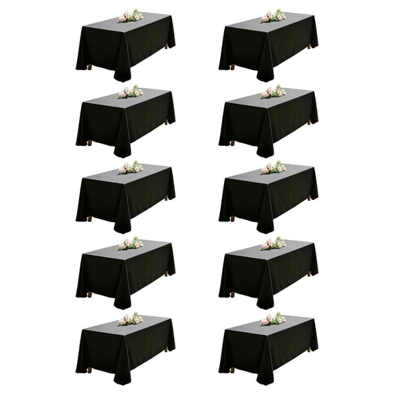 10 Pack Black Table Cloth Rectangle Tablecloths 60x102 Inch Polyester ...