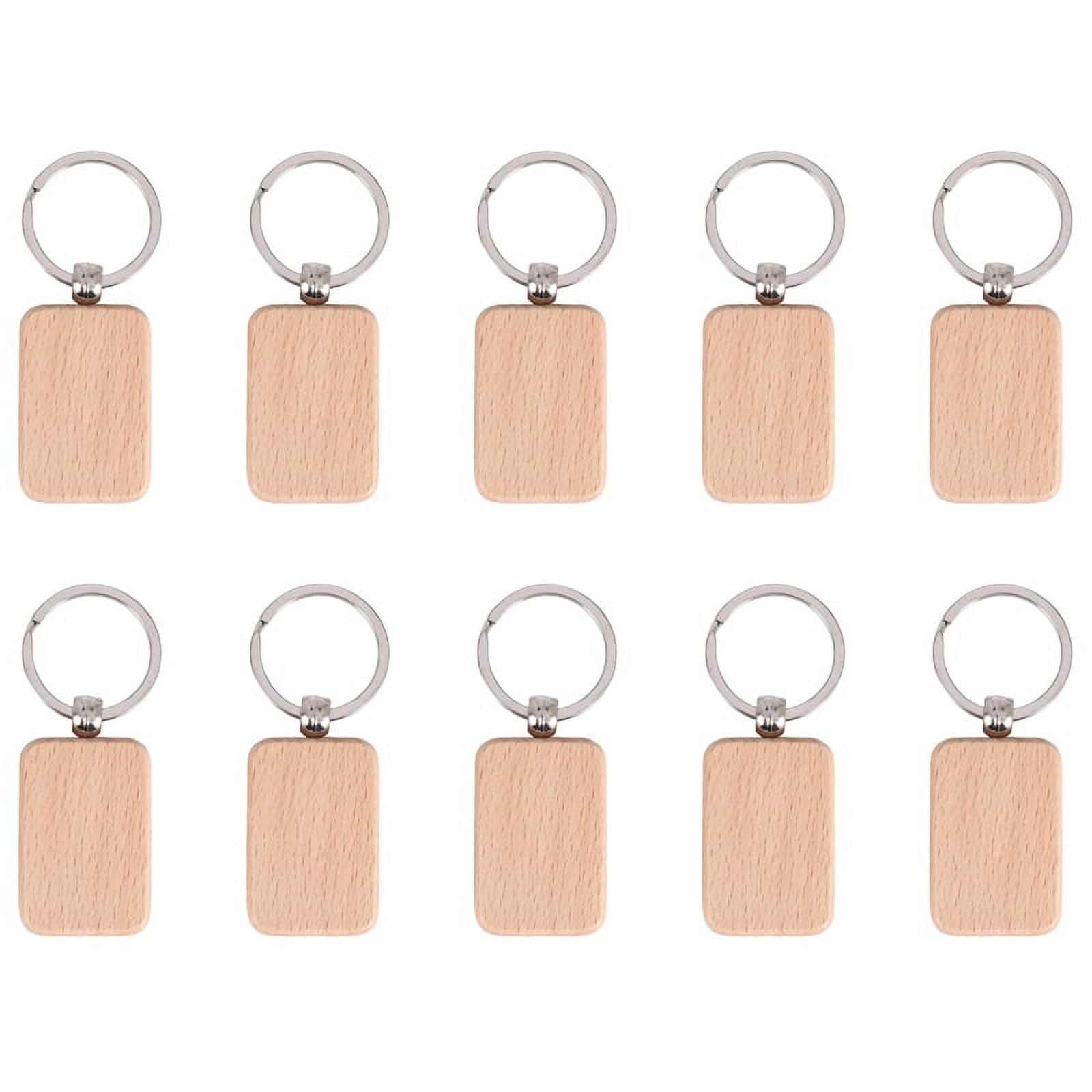 10 Pack Blank Wooden Key Chain Unfinished Wood Pendant Blanks with ...