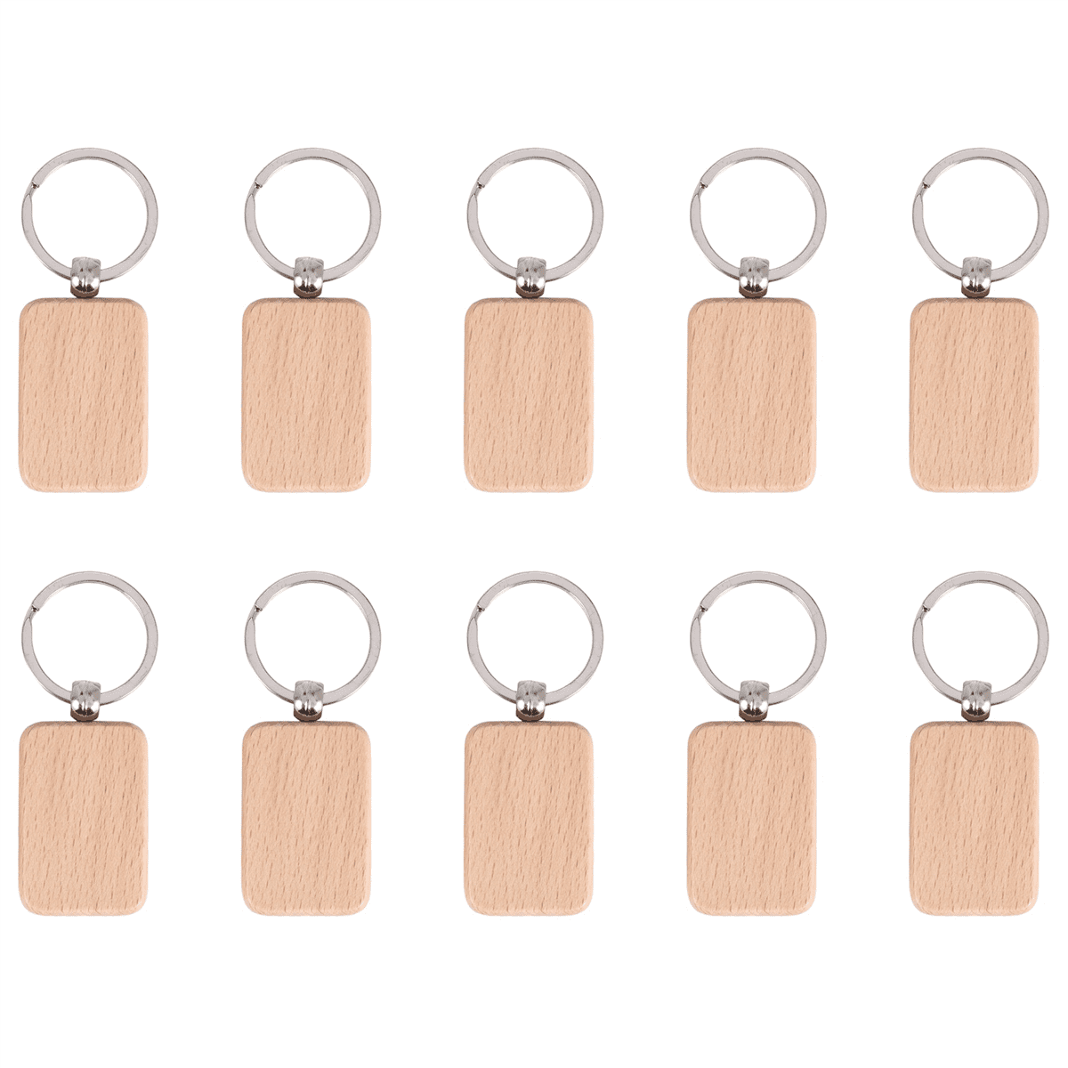 10 Pack Blank Wooden Key Chain Unfinished Wood Pendant Blanks with ...