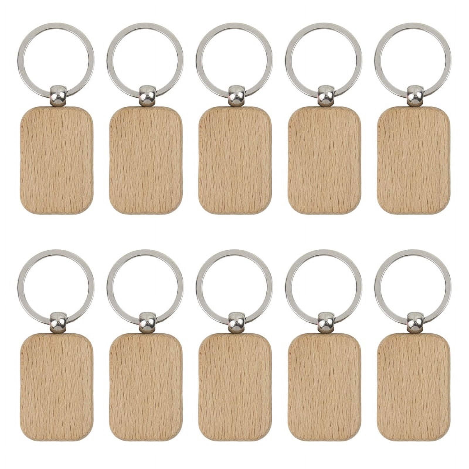 10 Pack Blank Wooden Key Chain Unfinished Wood Pendant Blanks with ...