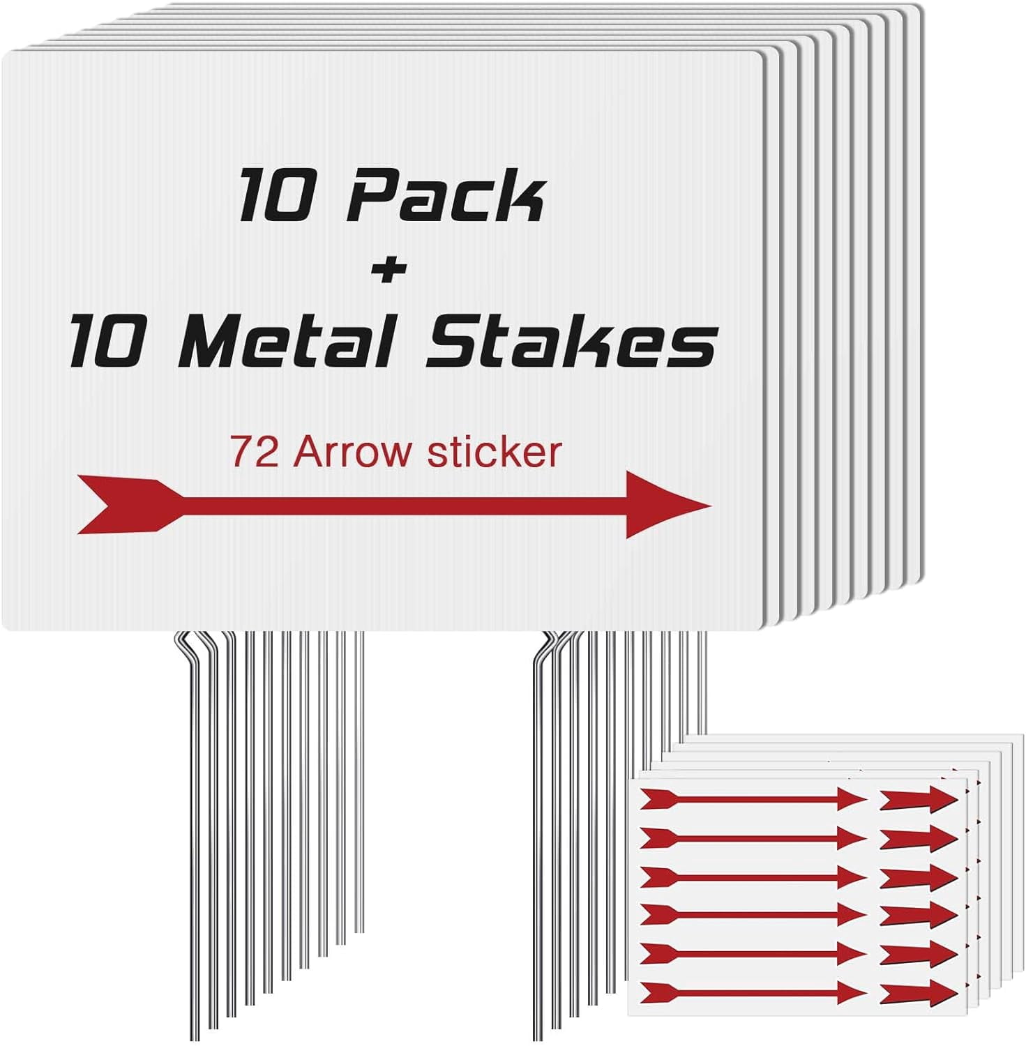 10 Pack Blank Yard Signs with Stakes,Yard Sale Signs with Arrow ...