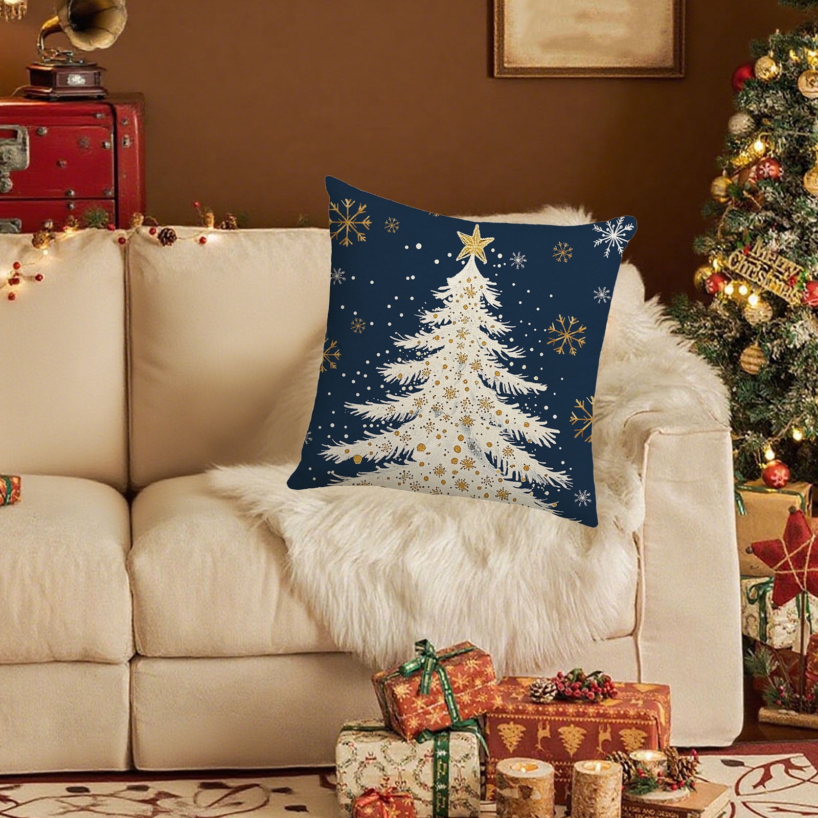10 Pack Blue Christmas Linen Material Elks Snowflake Component ...
