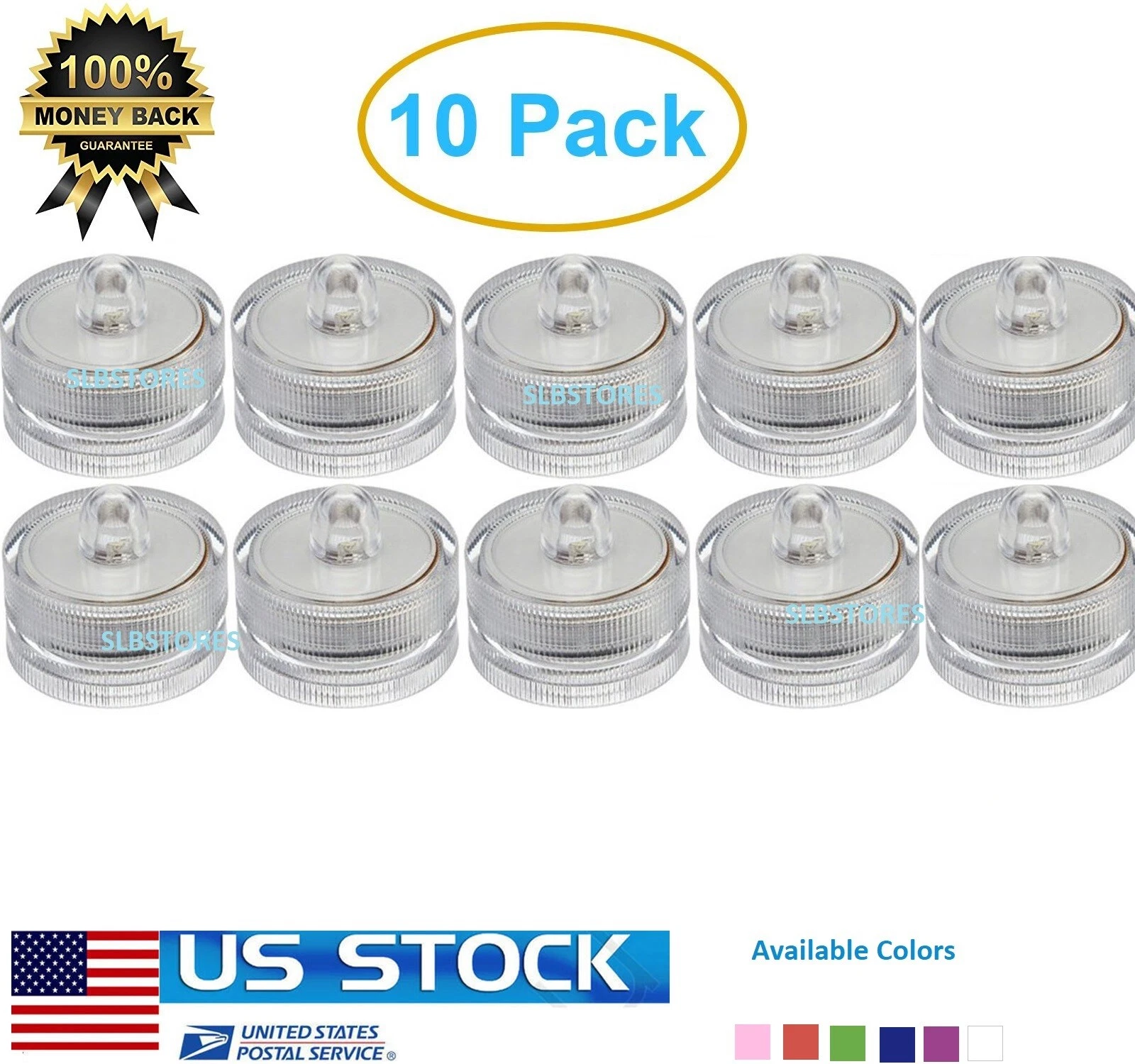 10 Pack Blue Flameless Underwater Tea Lights, Battery Powered Tea ...