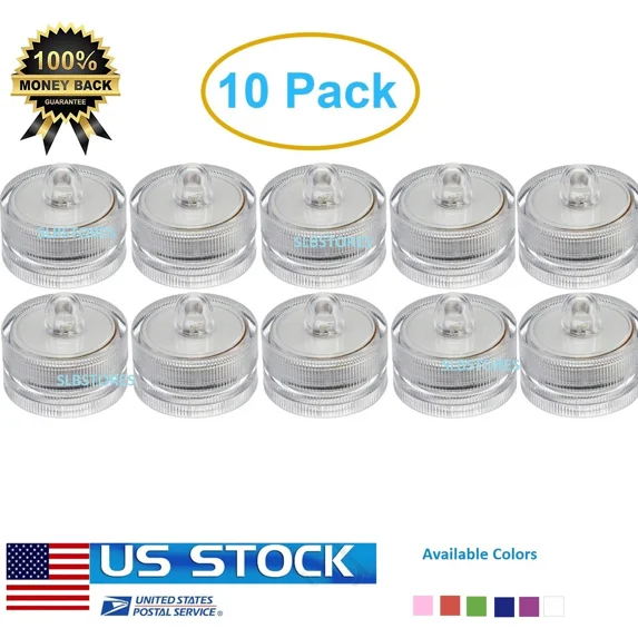 10 Pack Blue Flameless Underwater Tea Lights, Battery Powered Tea ...