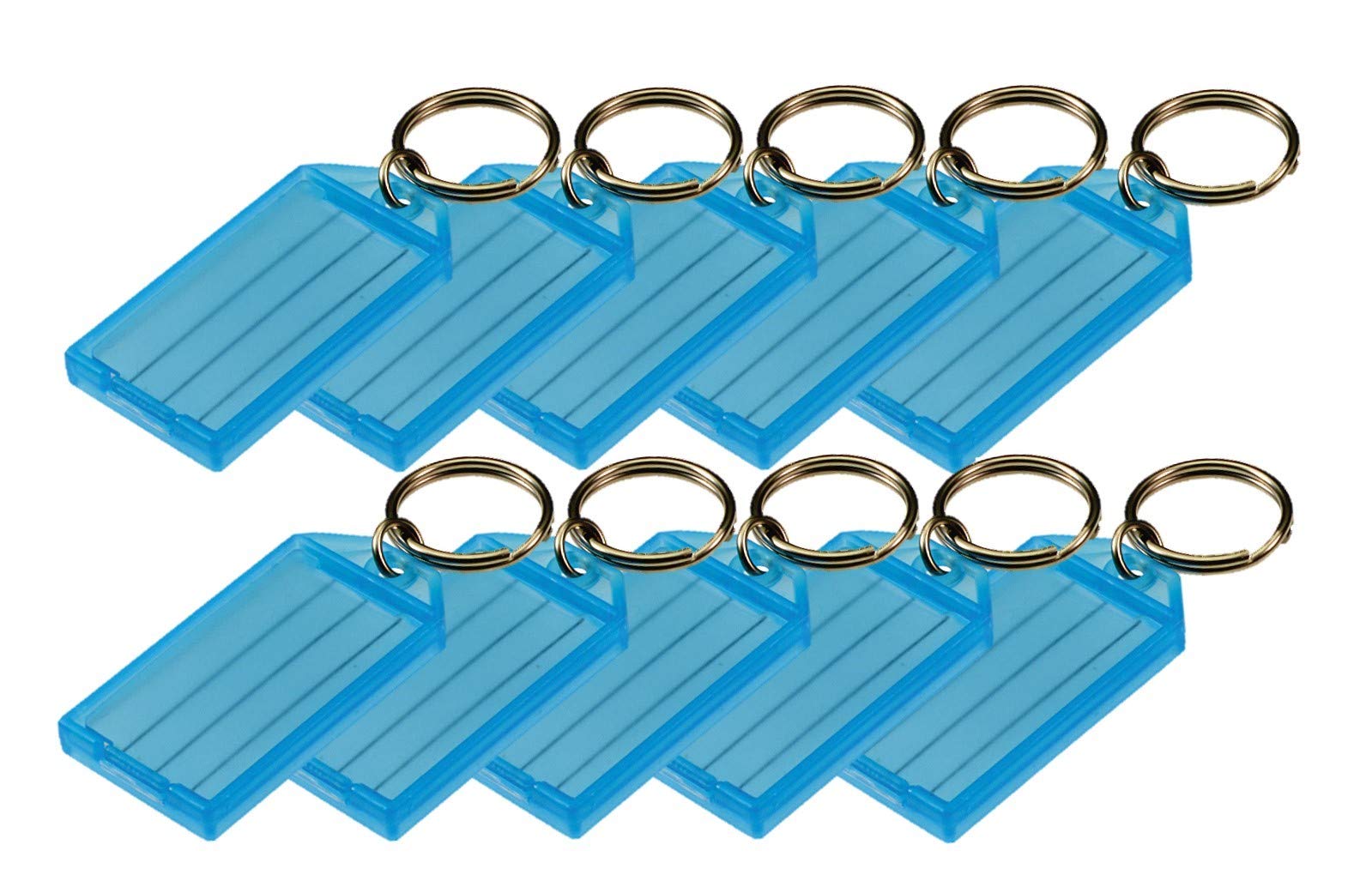 10 Pack, Blue, Key Tags with Flaps,Split rings & paper insert for ...