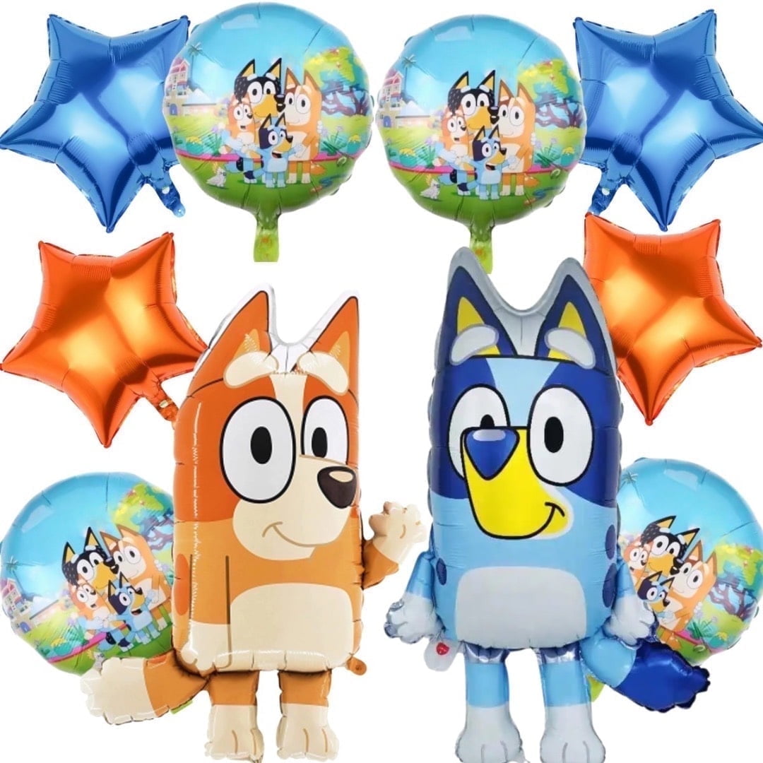 By Arasi, 10 Pack Bluey Balloons, Aluminum Foil, Birthday Party ...