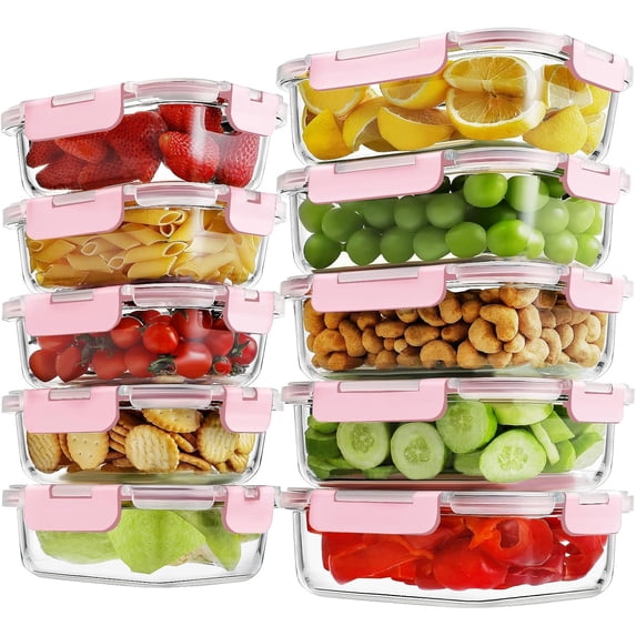 10 Pack Borosilicate Glass Meal Prep Containers with Locking Lids ...