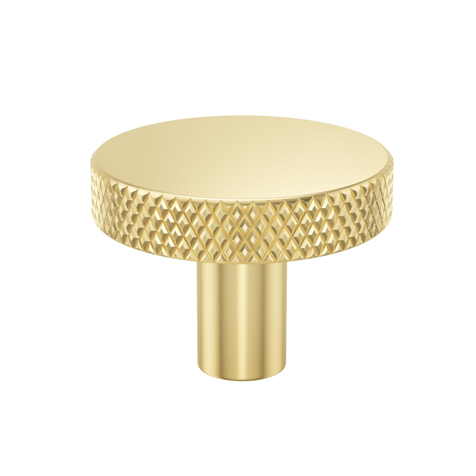10 Pack Brushed Brass Cabinet Knobs Round Gold Dresser Knobs Knurled ...