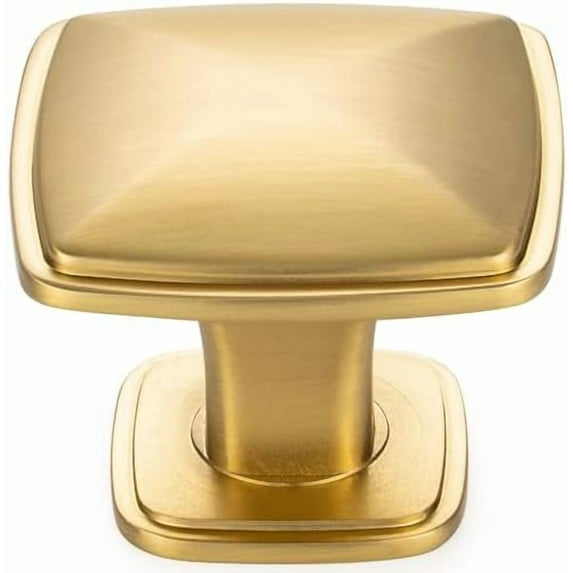 10 Pack Brushed Gold Cabinet Knobs Gold Drawer Knobs K02 Square Single ...