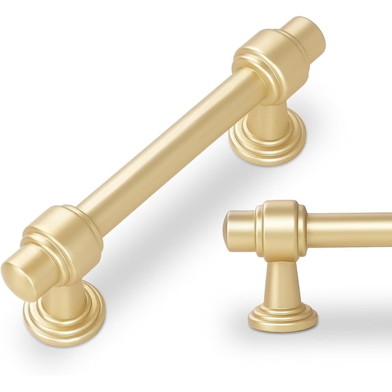 10 Pack Brushed Gold Cabinet Pulls 3 Inch(76mm) Hole Center Drawer ...