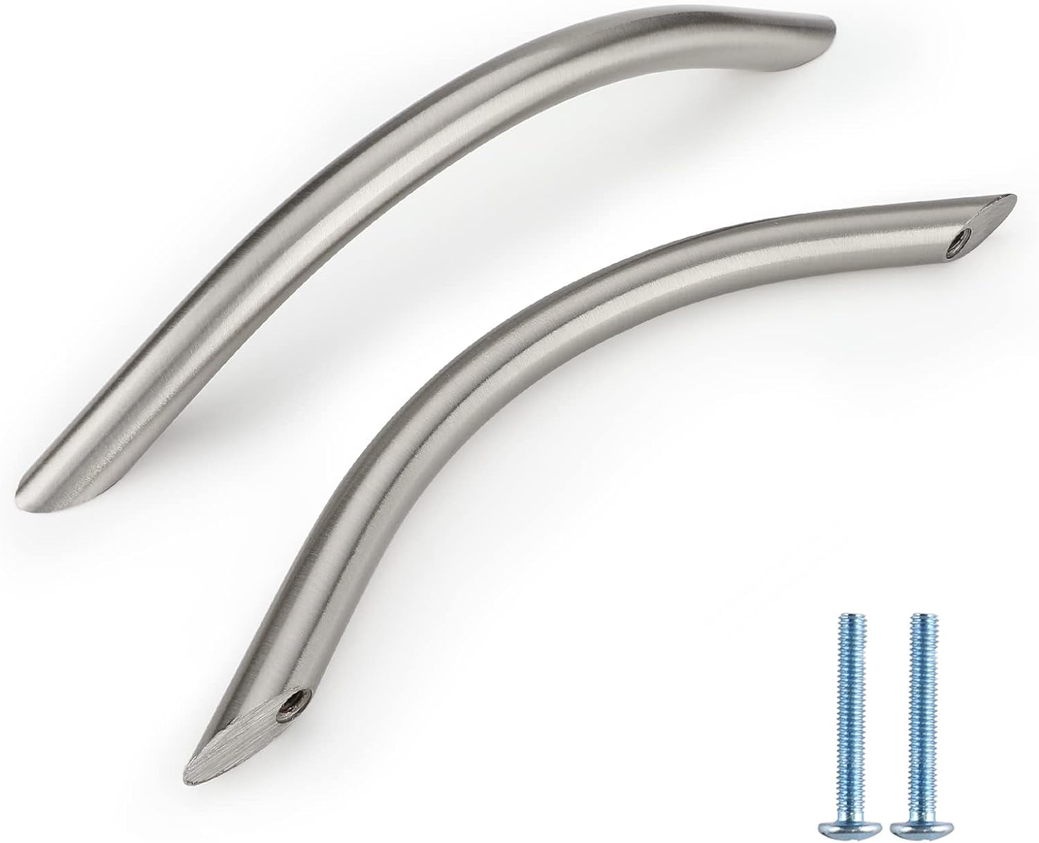 10 Pack Brushed Nickel Cabinet Pulls 3 3/4 Inch Solid Metal Kitchen Cabinet Handles Arch Solid ...