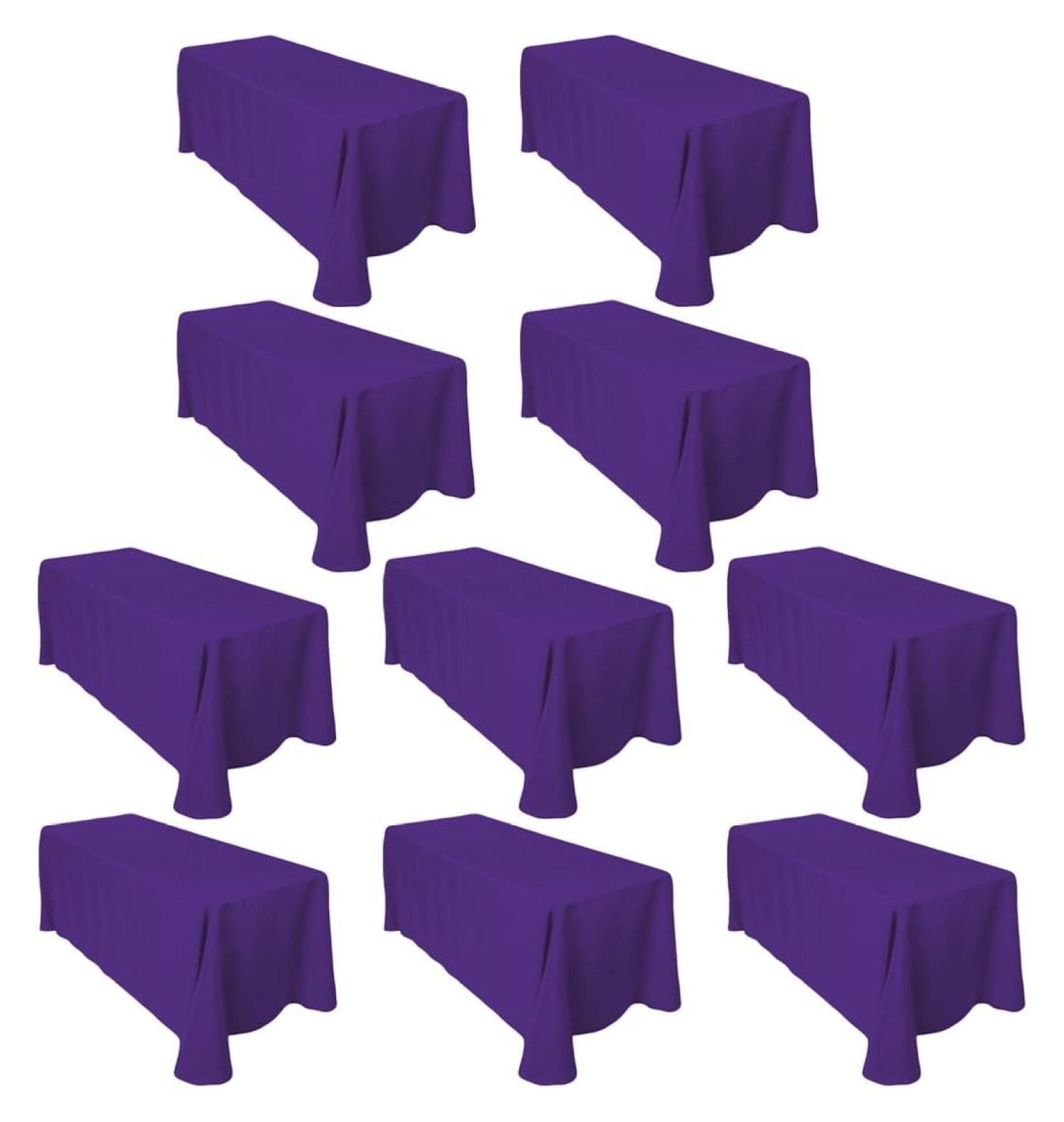 10-Pack Bulk Rectangular Tablecloths 90 In x 132 In with Rounded ...