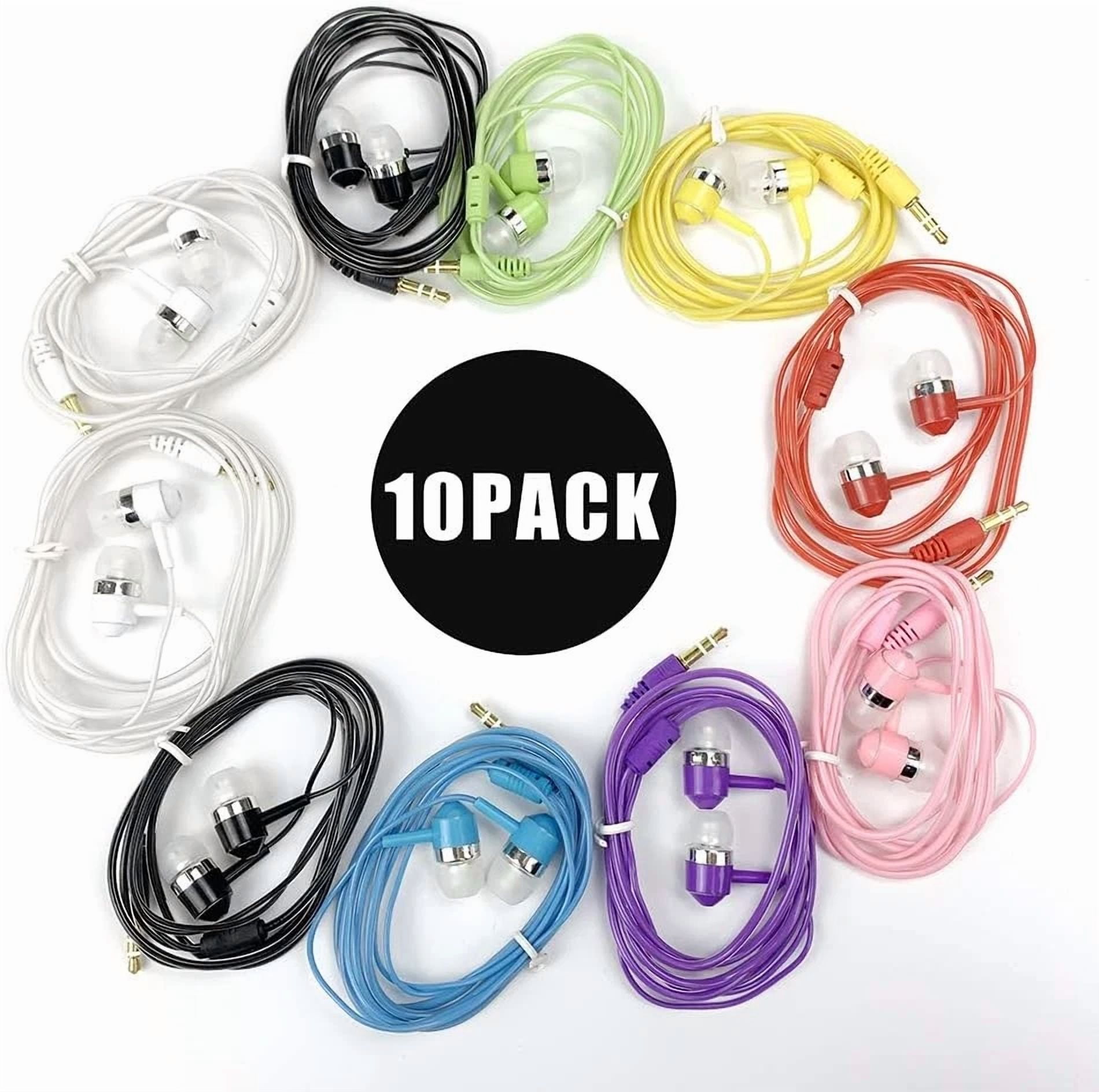10-Pack Bulk Wired Earbud Headphones – Mixed Colors, School Use ...