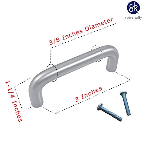 (10 Pack, CC: 3 Inch Wire Pull) Swiss Kelly Hardware Satin Nickel ...