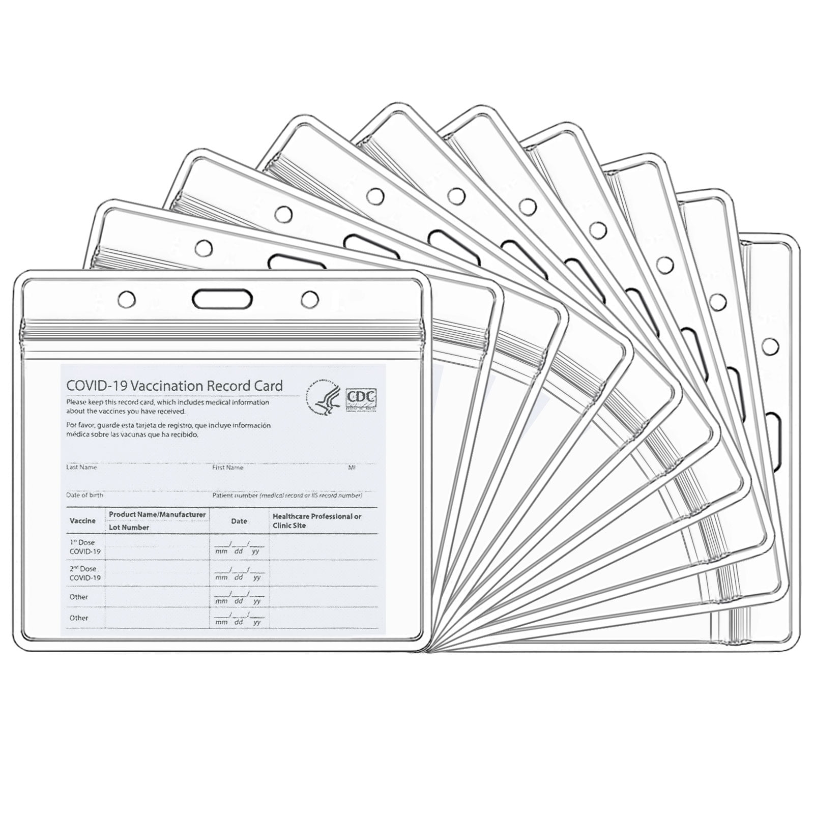 10 Pack CDC Vaccination Card Protector, 4 X 3" Immunization Record ...