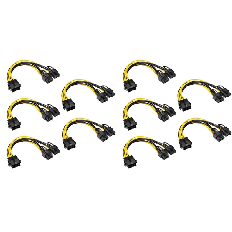 10 Pack CPU 8Pin to 8 Pin (6+2) Power Data Cable for Miner Double PCI-E ...