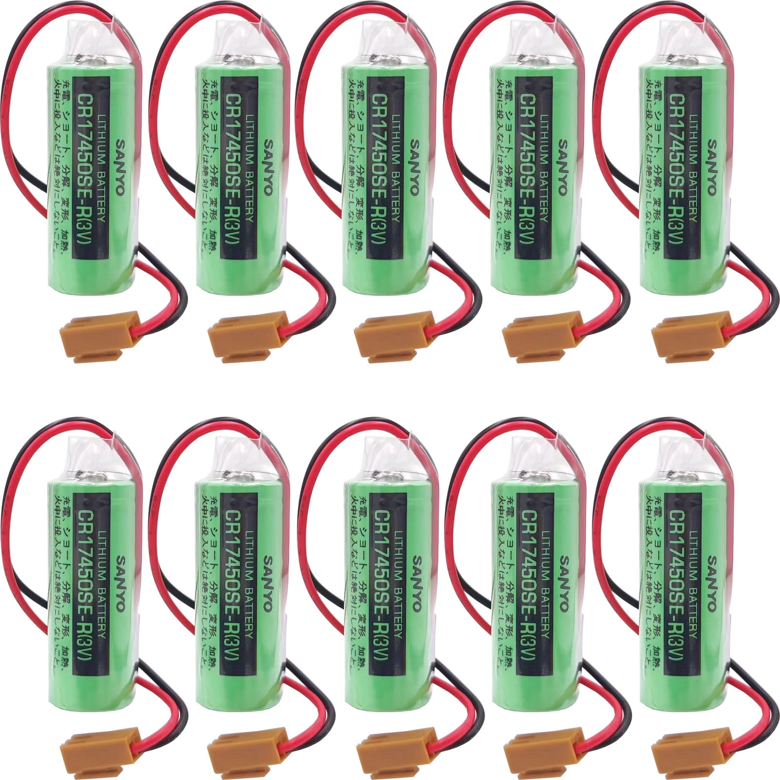 (10-Pack) CR17450SE-R 3V PLC Replacement Battery with Brown Plug for FANUC A98L-0031-0012 CNC ...