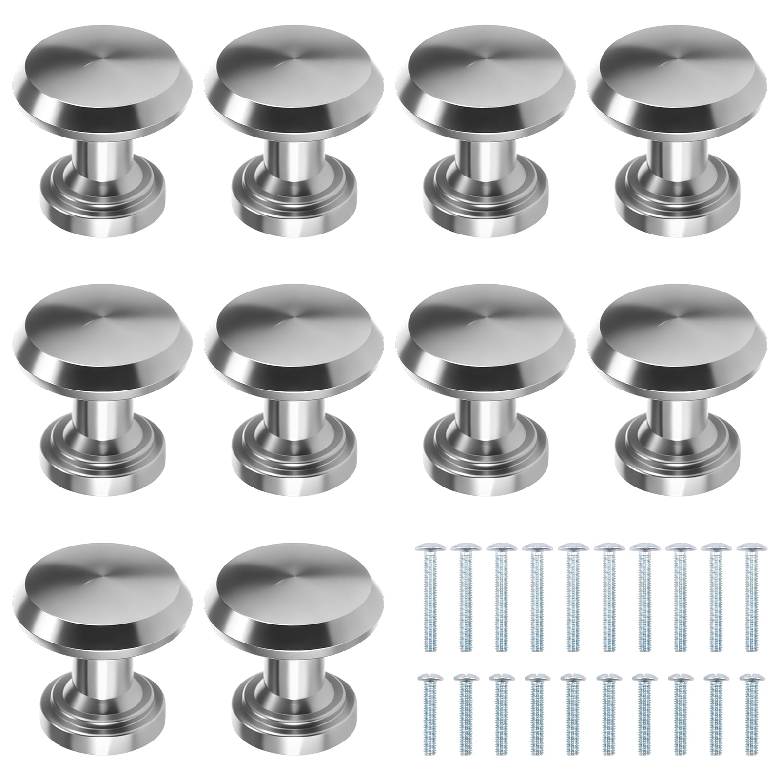 10 Pack Cabinet Knobs Brushed Aluminum Drawer Handle - Cabinet Hardware Solid Kitchen Pulls for ...