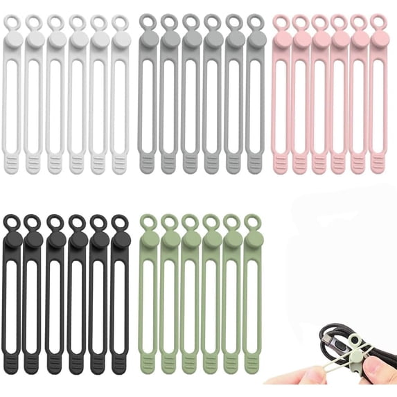 10-Pack Cable Organizer Ties, 2026 Upgraded Reusable Silicone Cable ...