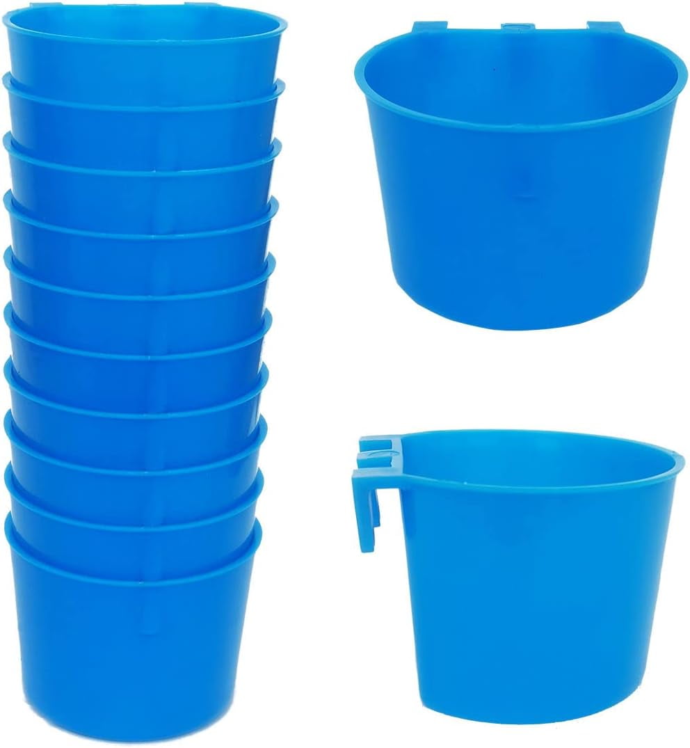 10 Pack Cage Cups Birds Feeders Seed Bowl Chicken Feeding Watering Dish ...