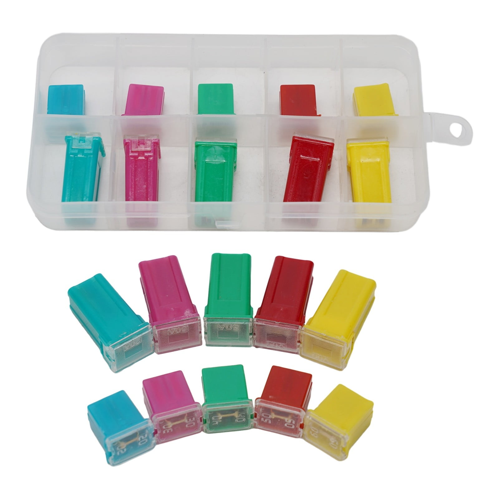 10 Pack Car Fuse Assortment Kit 20A 30A 40A 50A 60A Square Mini Fuses ...