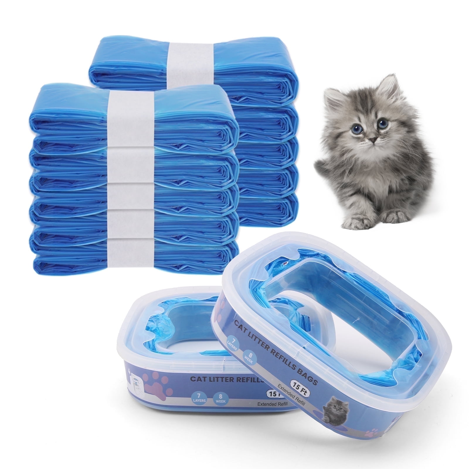 10 Pack Cat Litter Refills, Compatible with Genie Bag Refills, Scented ...