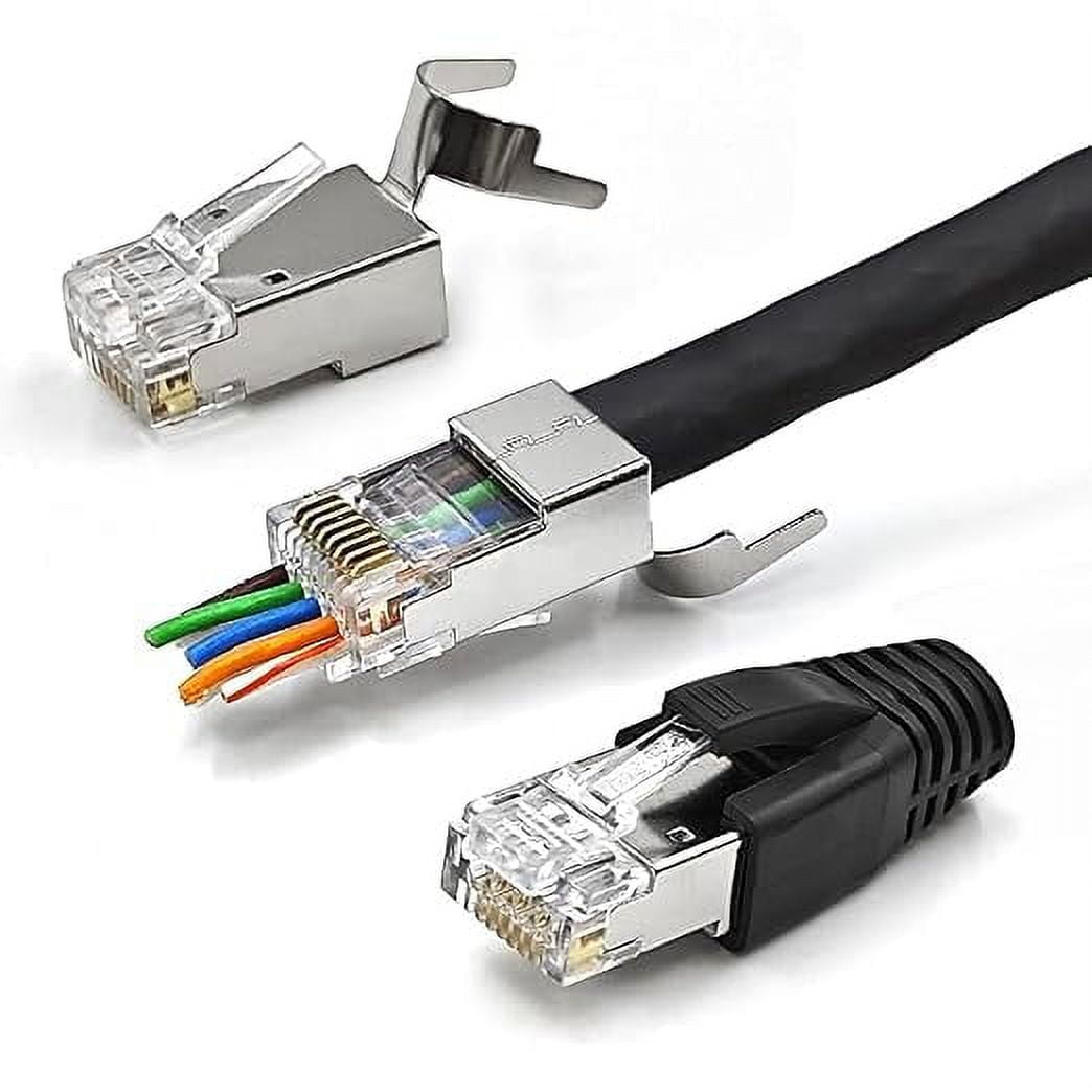 10 Pack Cat7 Cat6A Pass Through Shielded RJ45 Connector Modular Network ...