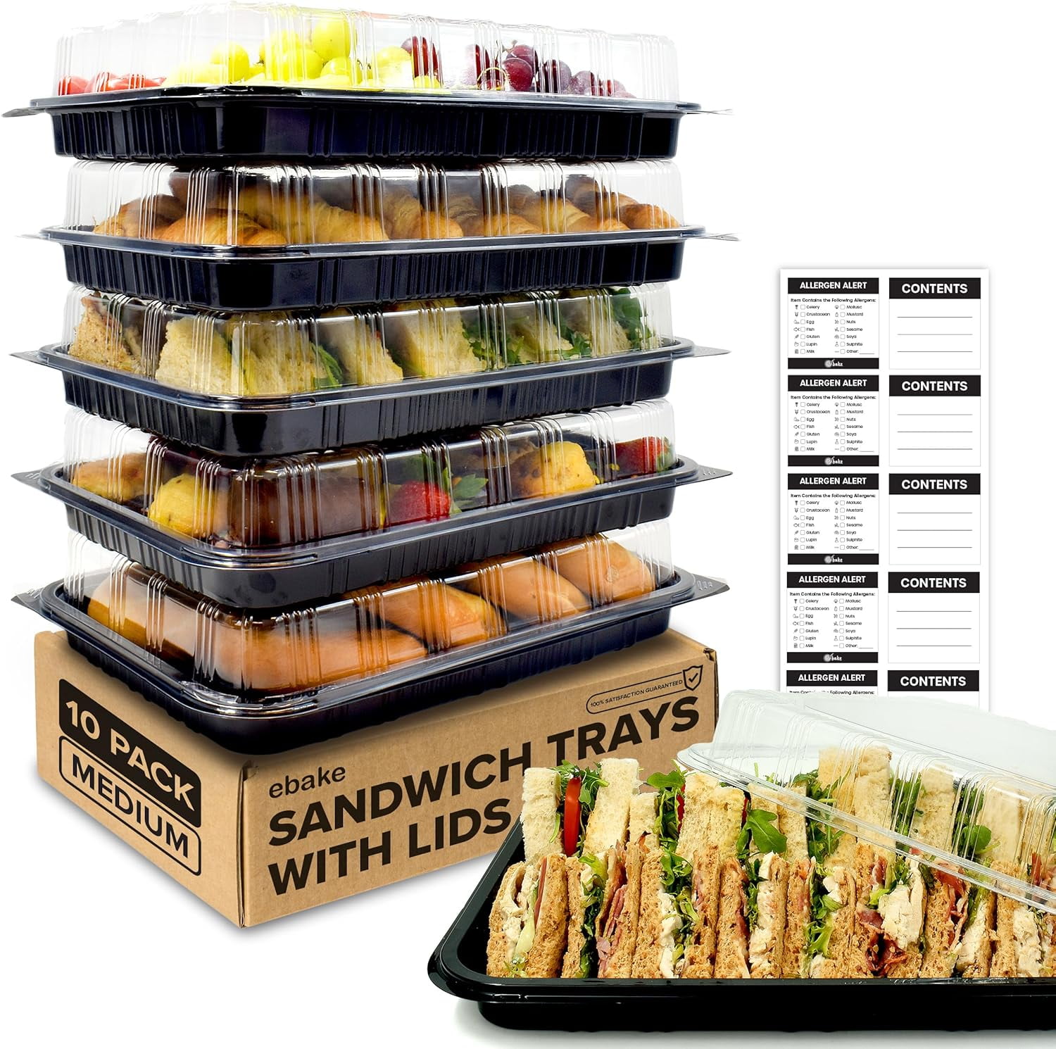 10 Pack Catering Trays with Lids – 15" Serving Tray with Lid, Heavy ...
