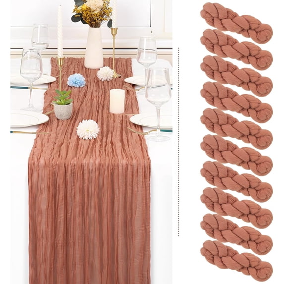 10 Pack Cheesecloth Table Runner - Dusty Blush Gauze - 10FT Long Semi ...