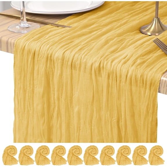 10 Pack Cheesecloth Table Runner Gold, Rustic Boho Gauze Fabric Table ...