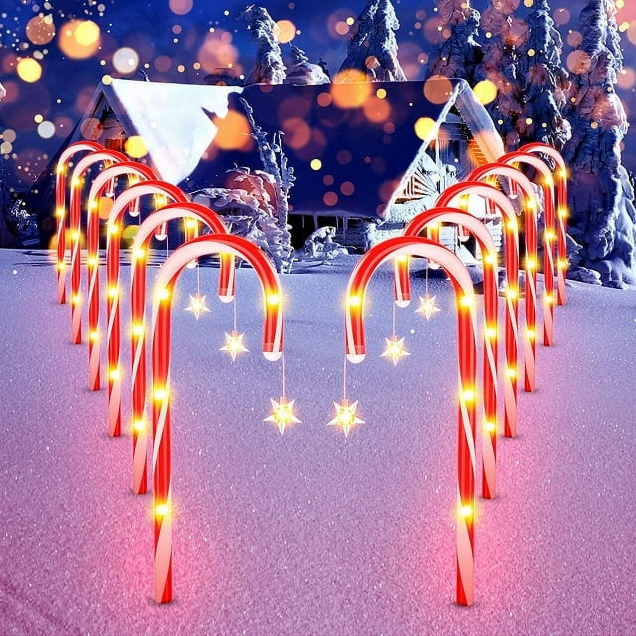 10 Pack Christmas Decorations Outside Solar Candy Cane Lights8 Modes ...