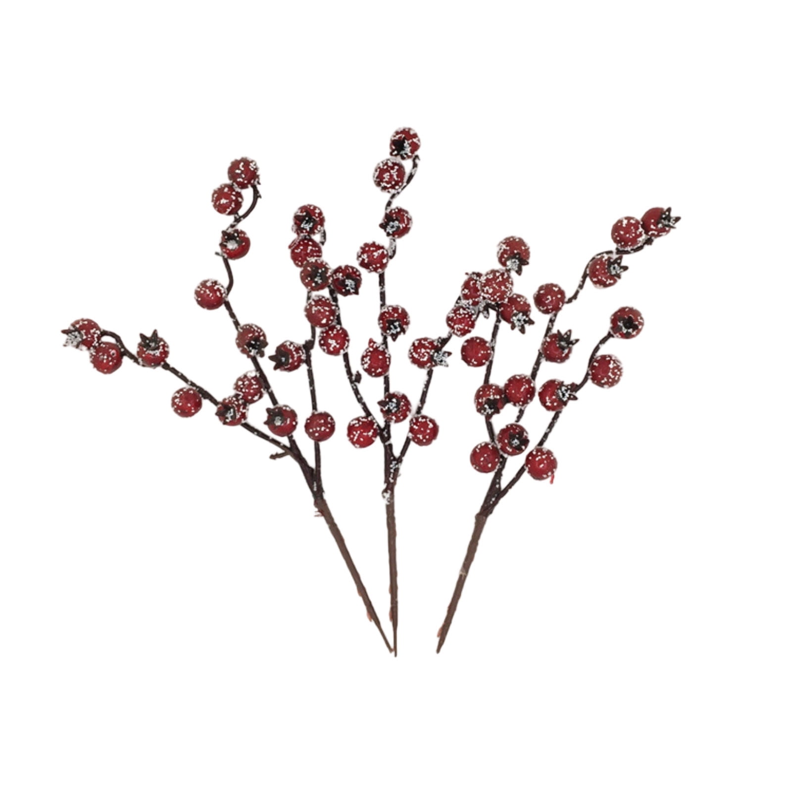 10 Pack Christmas Glitter Berries Stems, 9.8inch Artificial Red Berry ...