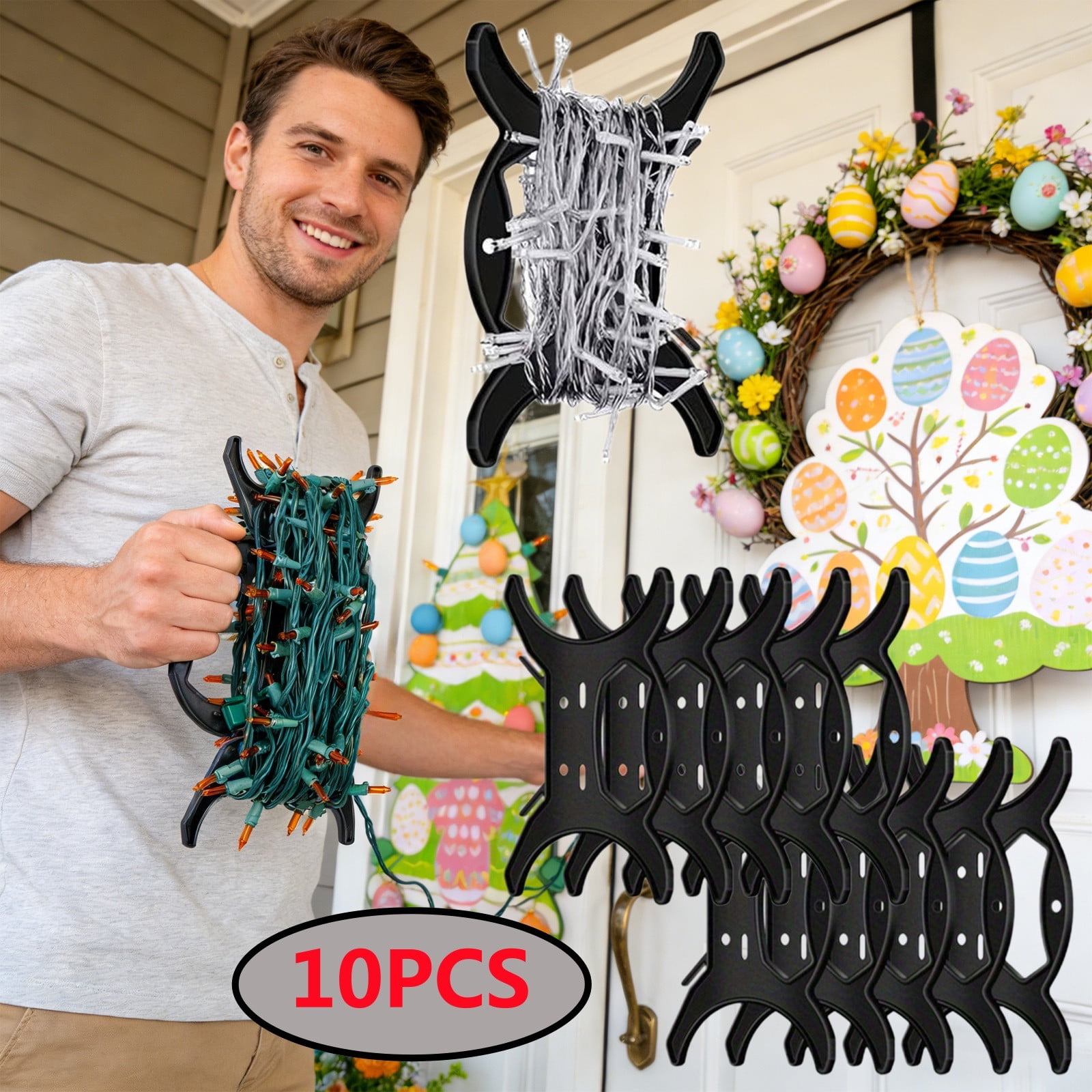 10 Pack Christmas Light Storage Holders Cord Reels 6.6 in Black Plastic ...