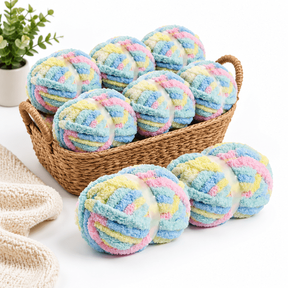 10 Pack Chunky Yarn For Hand Knitting Fchenille Crocheting Variegated ...