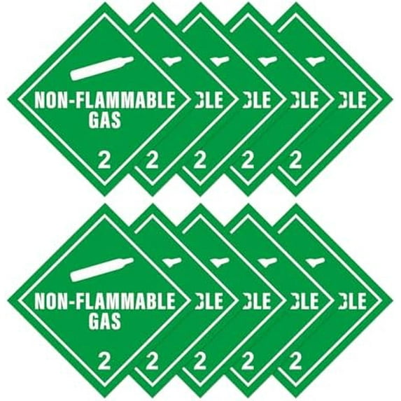 10 Pack Class 2.2 Non-Flammable Gas Stickers Waterproof Vinyl Self ...