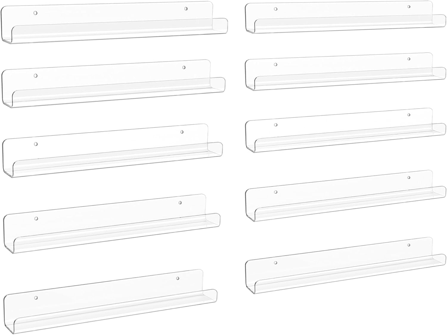 10 Pack Clear Acrylic Shelves, 12" Nursery Book Shelves for Wall ...