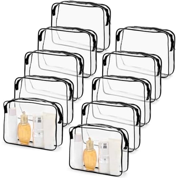10 Pack Clear Cosmetic Bags Makeup Bags Portable Waterproof TSA ...