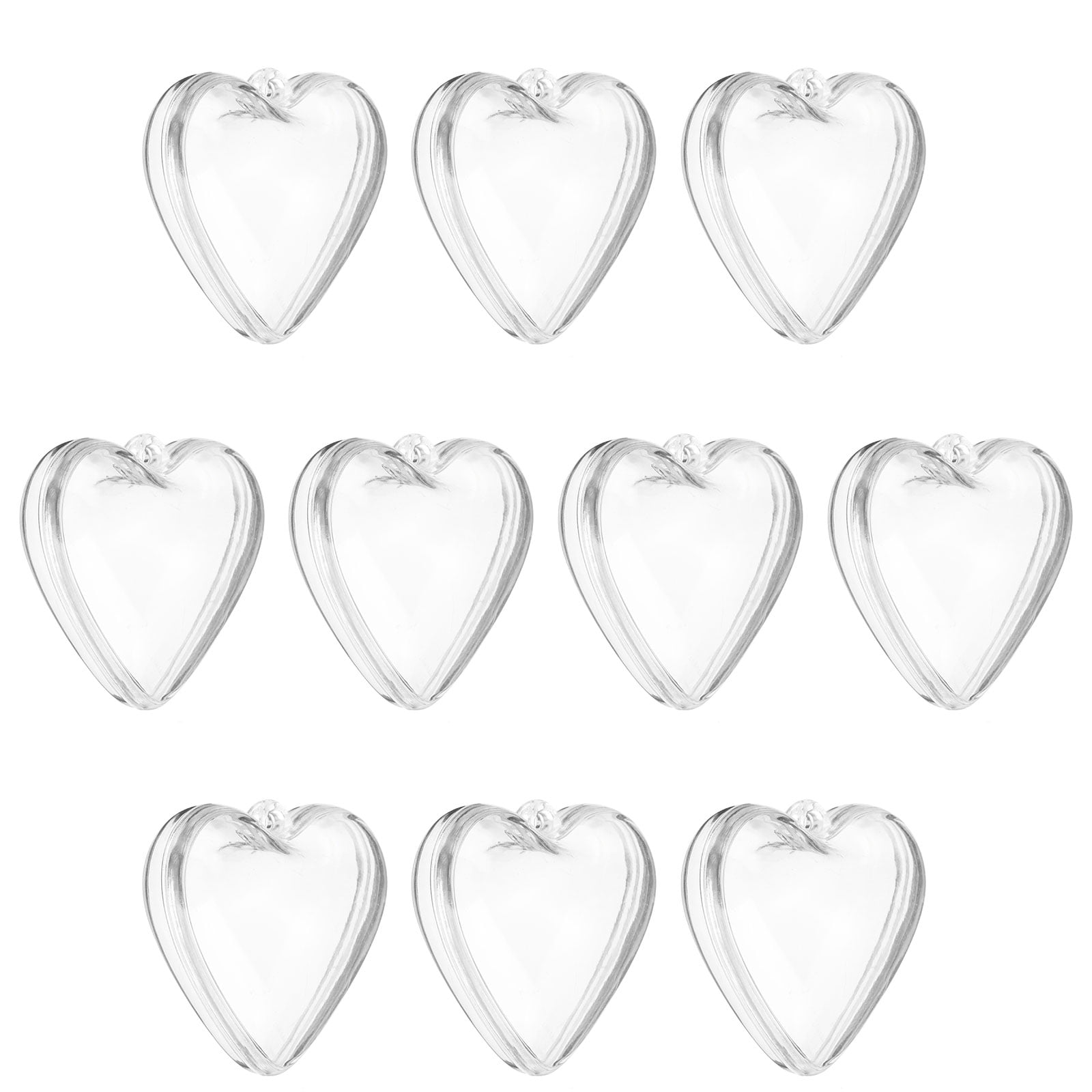 10 Pack Clear Fillable Heart Ornament, 1.6 Inch Hanging Plastic Balls ...