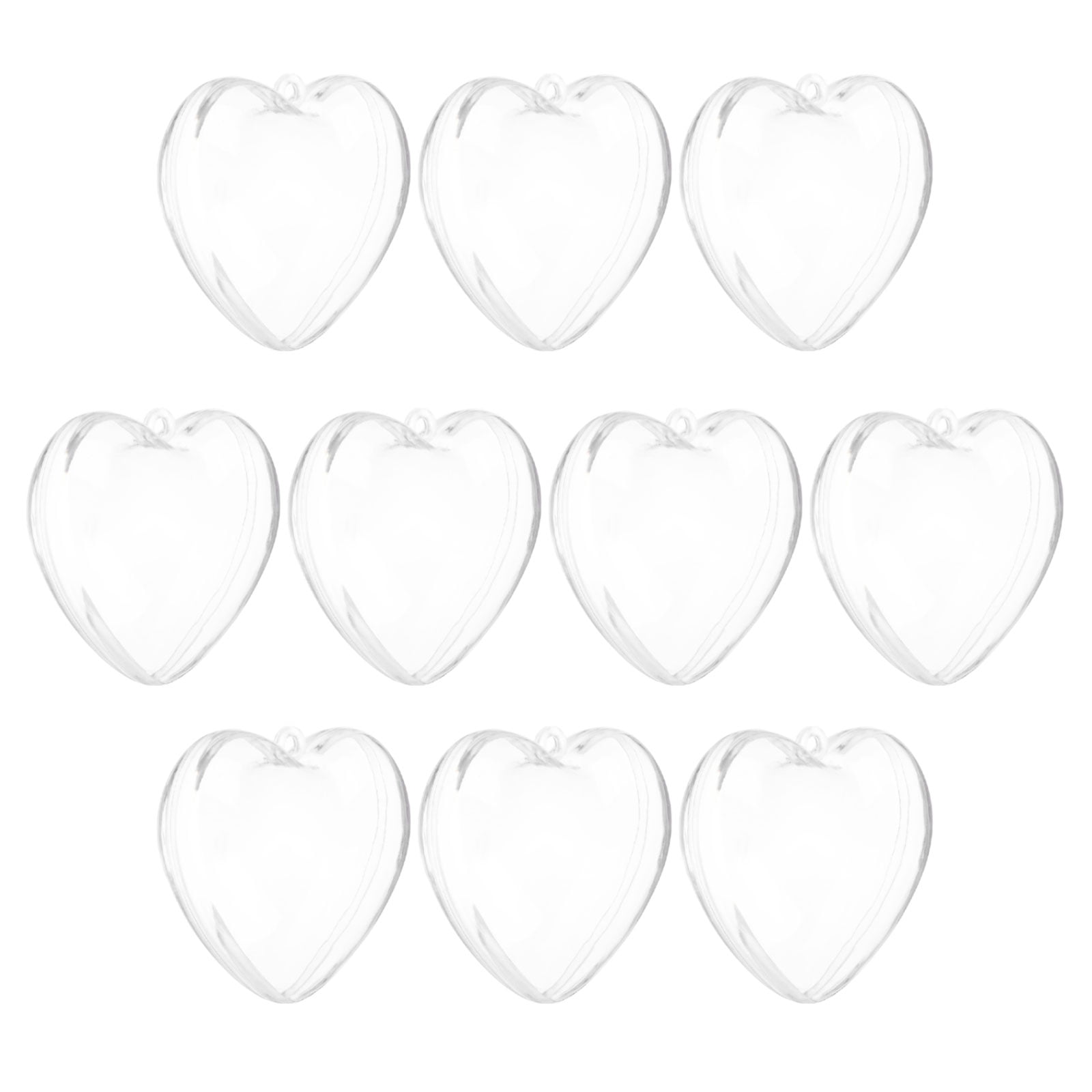 10 Pack Clear Fillable Heart Ornament, 2.4 Inch Hanging Plastic Balls ...