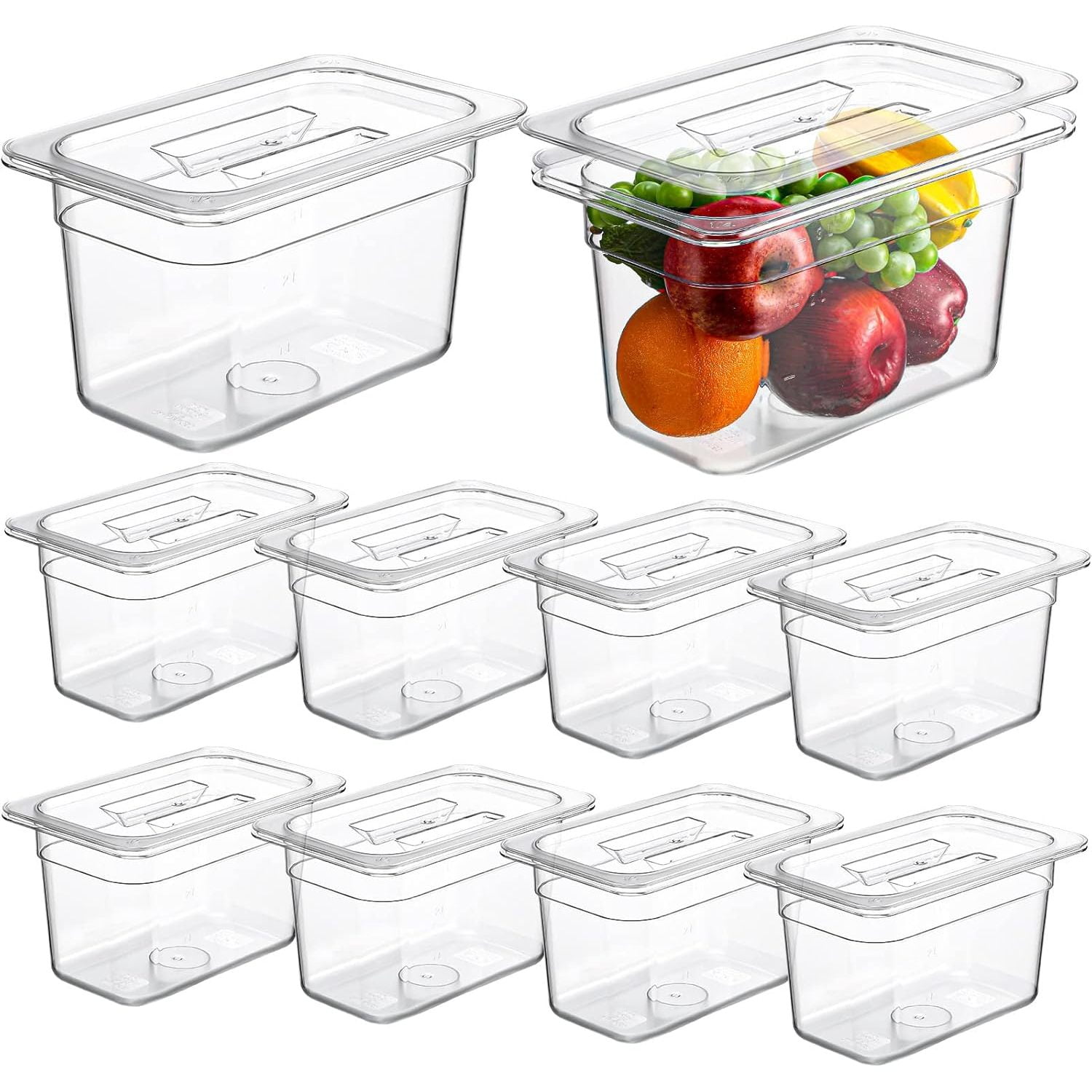 10 Pack Clear Food Pans with Lid Acrylic Transparent Food Pan Stackable ...