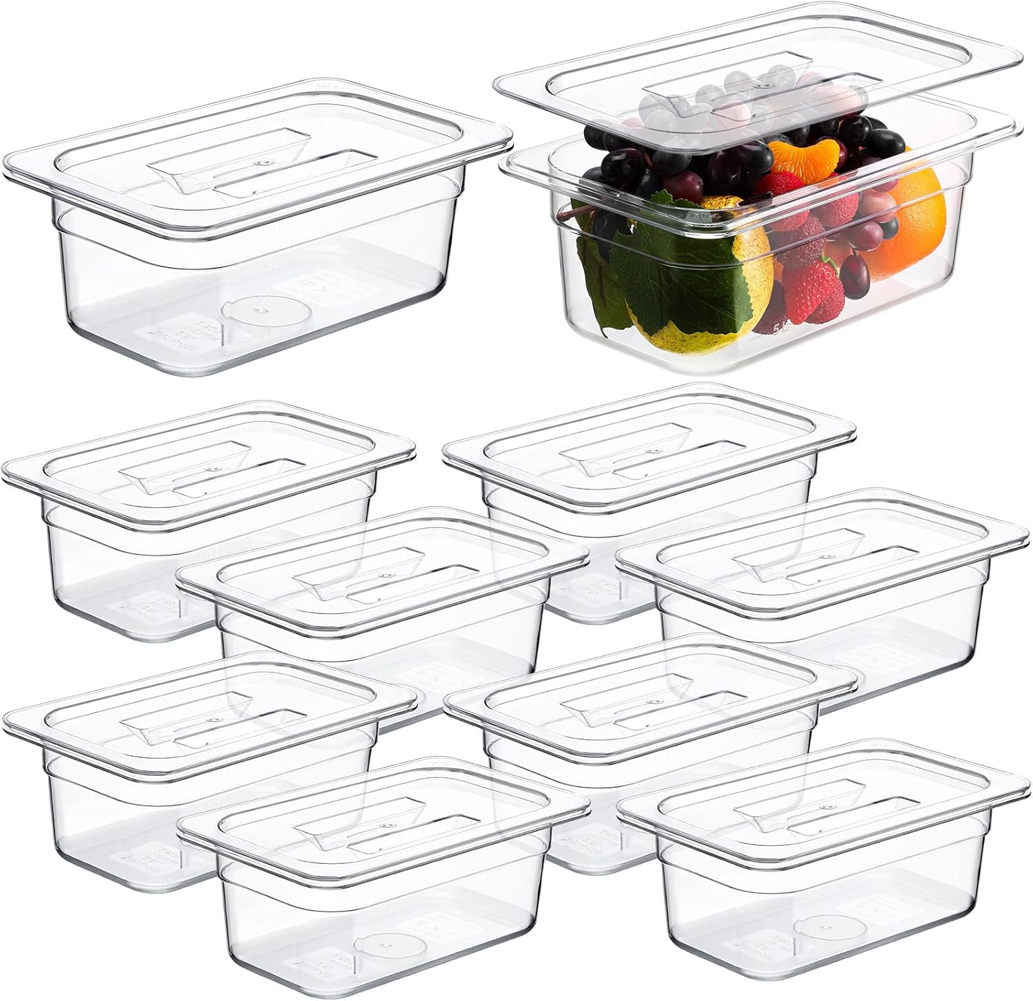 10 Pack Clear Food Pans with Lid Acrylic Transparent Food Pan Stackable ...