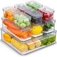 10-Pack Clear Fridge Organizer Bins with Lids, Stackable Refrigerator ...