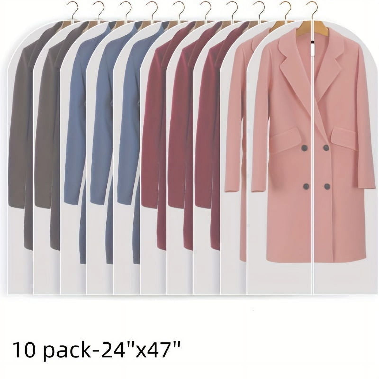 10 Pack Clear Garment Bags For Hanging Clothes, Transparent Garment ...