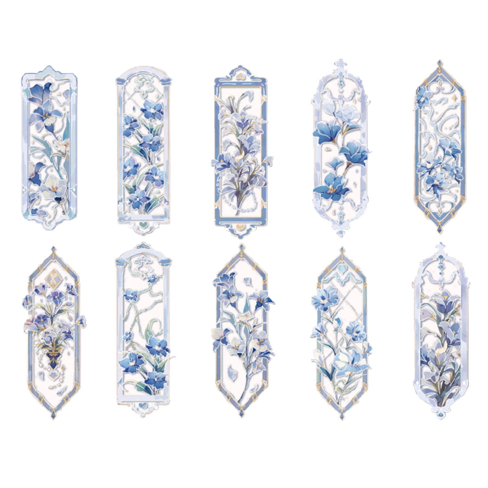 10 Pack Clear PVC Bookmark Set w/ Artificial Flower Inclusions ...