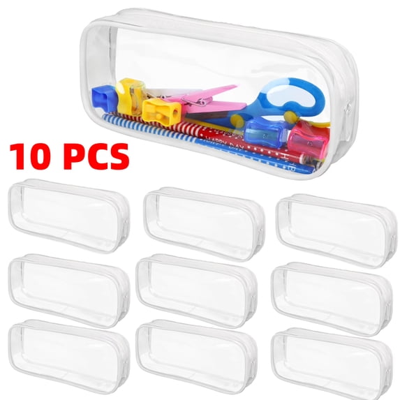 10 Pack Clear PVC Zipper Pencil Pouch, Pen Pencil Case Makeup Pouch ...