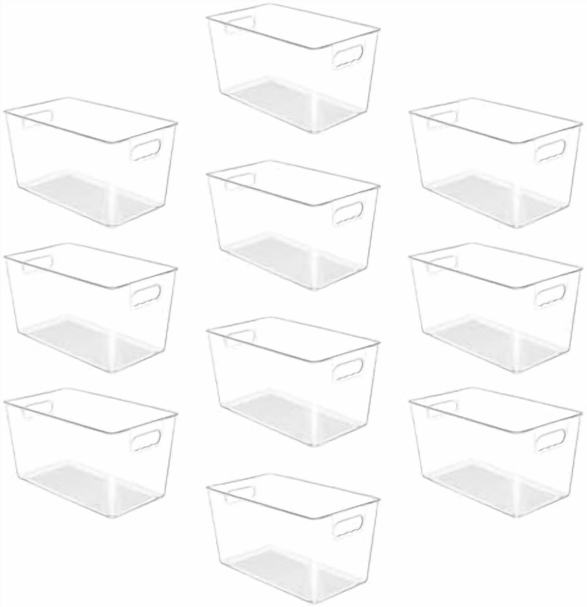 10 Pack Clear Pantry Organizer Bins, Plastic Containers with Handle for ...
