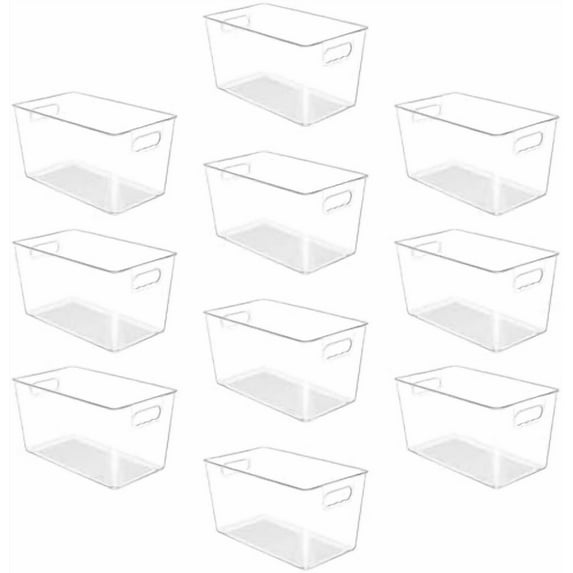 10 Pack Clear Pantry Organizer Bins, Plastic Containers with Handle for ...