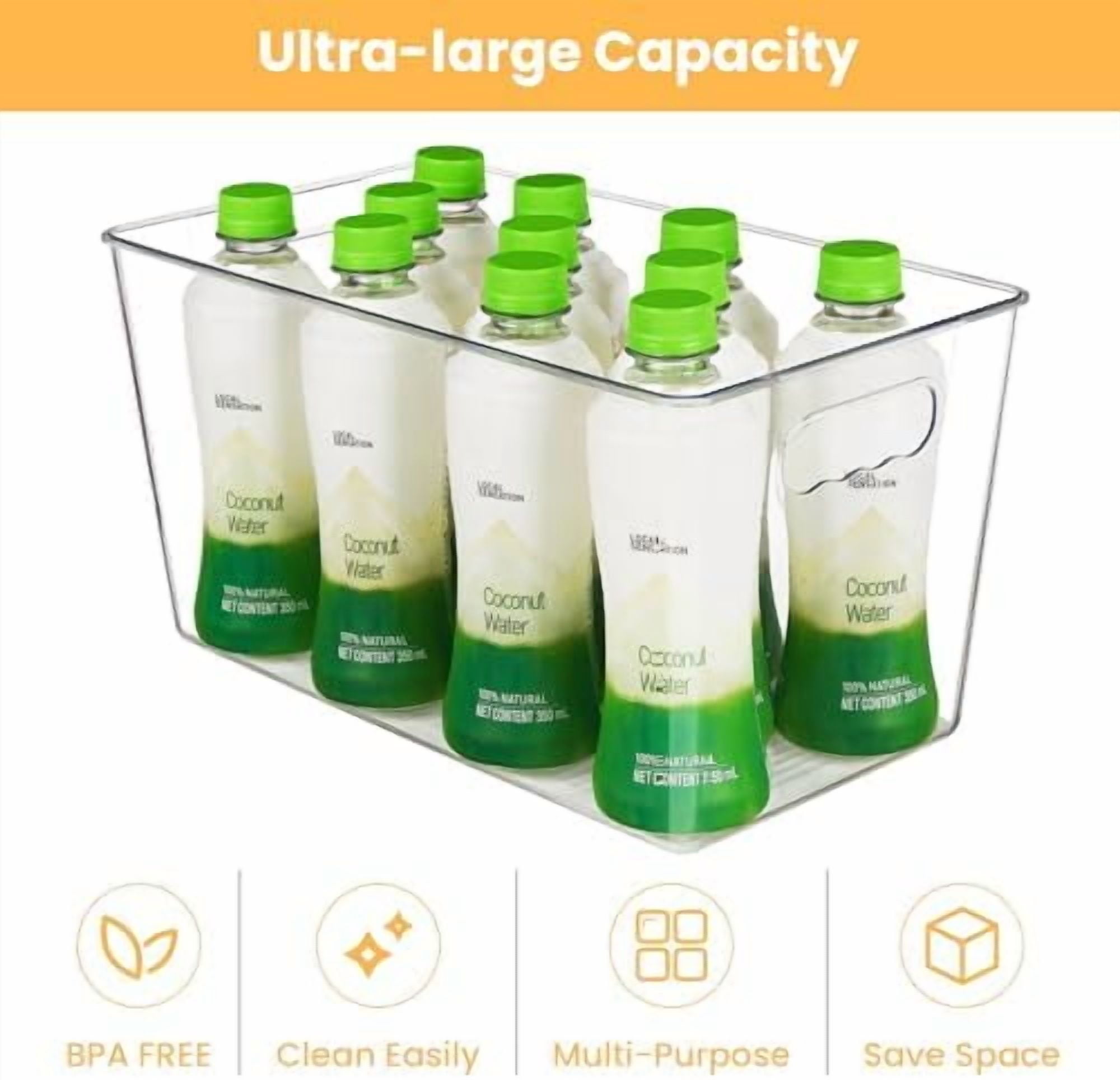 10 Pack Clear Pantry Organizer Bins, Plastic Containers with Handle for ...